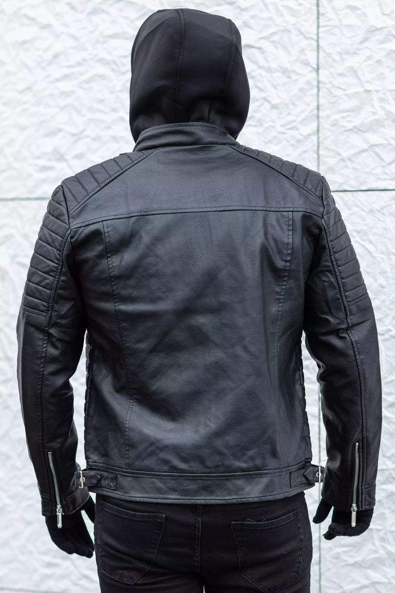 Hunter Hooded Faux Leather Jacket Jerone - Jerone.com